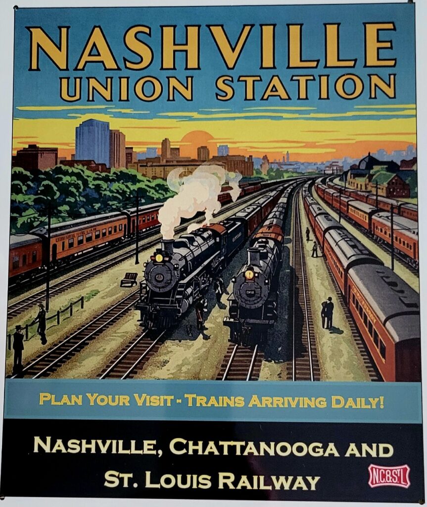 Vintage Travel Poster Sign, NC&StL Nashville Union Station Yard ...